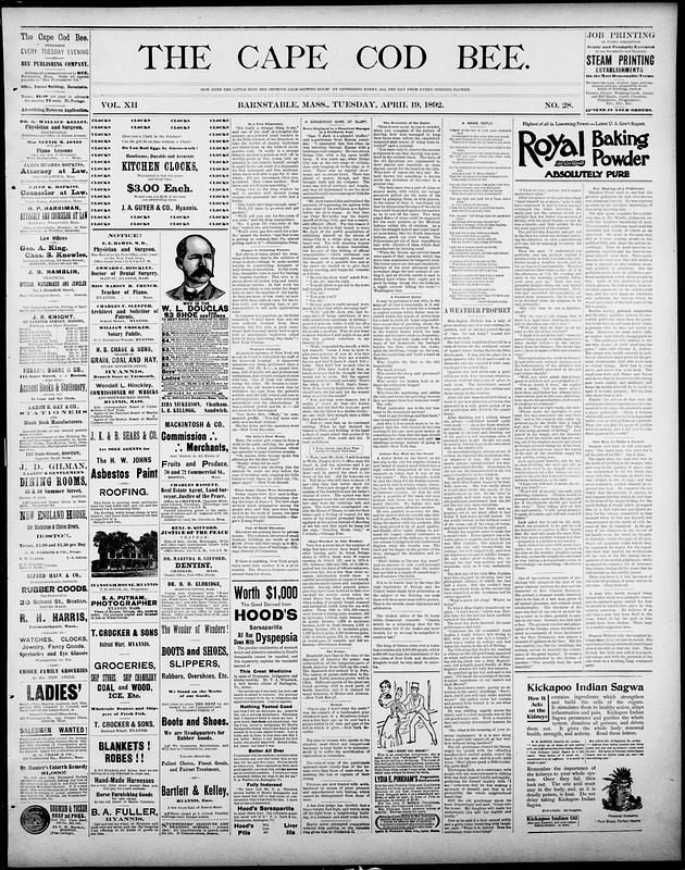 The Cape Cod Bee. April 19, 1892 - Digital Commonwealth