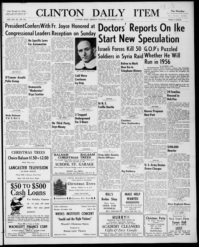 Clinton Daily Item. December 12, 1955 - Digital Commonwealth