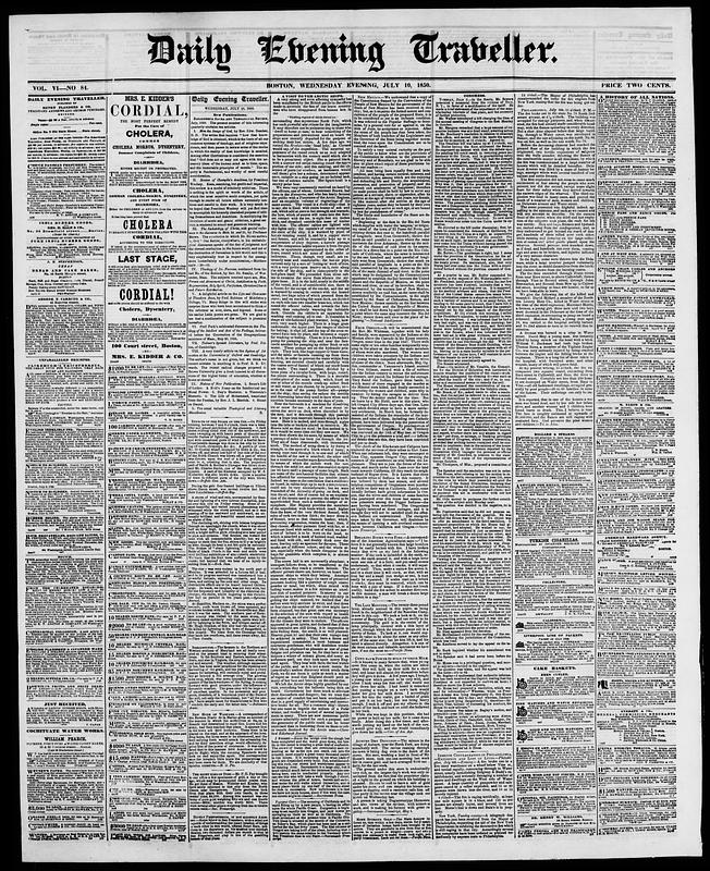 Daily Evening Traveller. July 10, 1850 - Digital Commonwealth