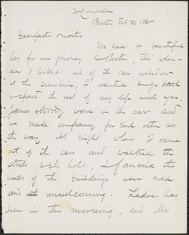 Letter from John D. Long to Zadoc Long and Julia D. Long, February 21 ...