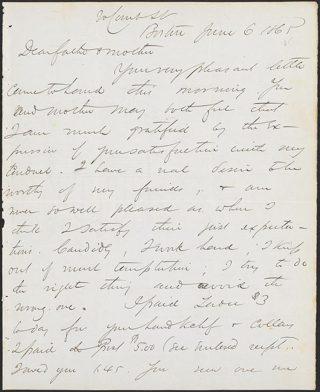 Letter from John D. Long to Zadoc Long and Julia D. Long, June 6, 1865 ...