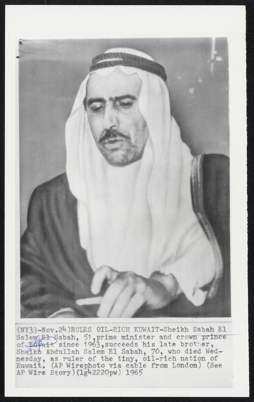 Rules Oil-Rich Kuwait-Sheikh Sabah El Saelm El Sabah, 51, prime ...