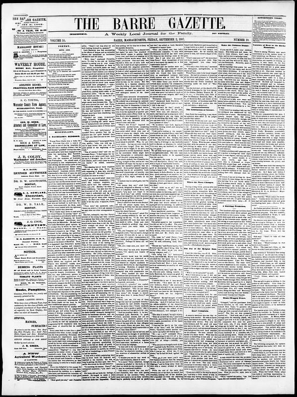 Barre Gazette. September 02, 1887 - Digital Commonwealth
