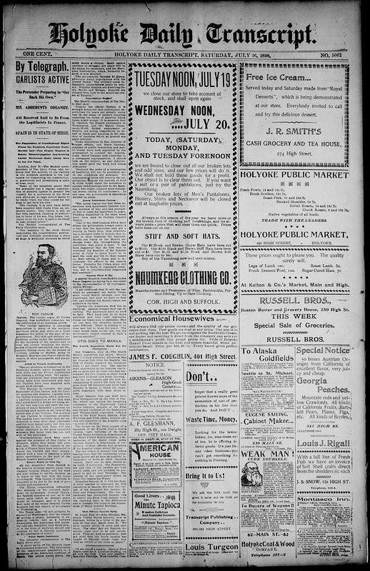 The Holyoke Daily Transcript. July 16, 1898 - Digital Commonwealth