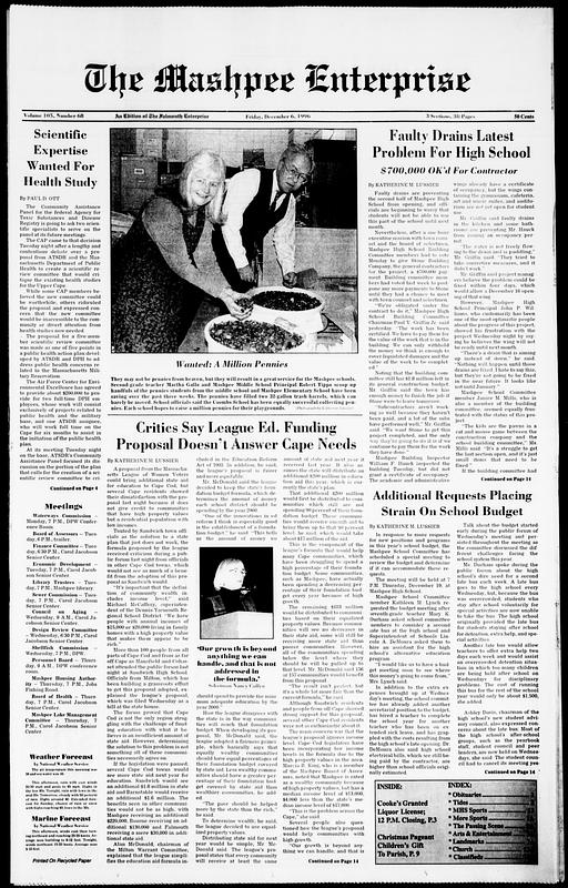 The Mashpee Enterprise. December 06, 1996 - Digital Commonwealth