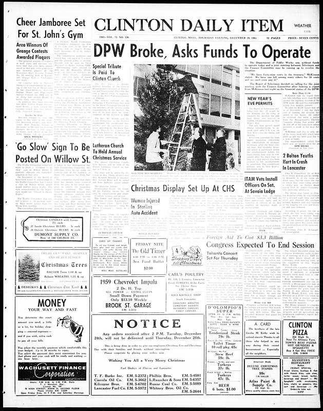 Clinton Daily Item. December 19, 1963 - Digital Commonwealth