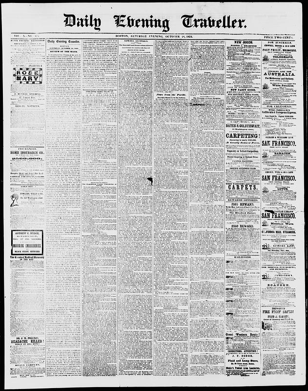 Daily Evening Traveller. October 28, 1854 - Digital Commonwealth