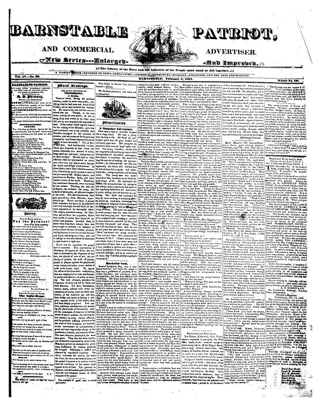 Barnstable Patriot, and Commercial Advertiser. February 05, 1834 ...