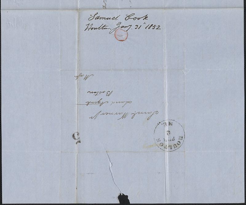 Samuel Cook to Samuel Warner, 31 January 1852 - Digital Commonwealth