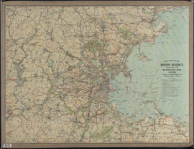 Road Map of the Boston District showing the Metropolitan park system ...