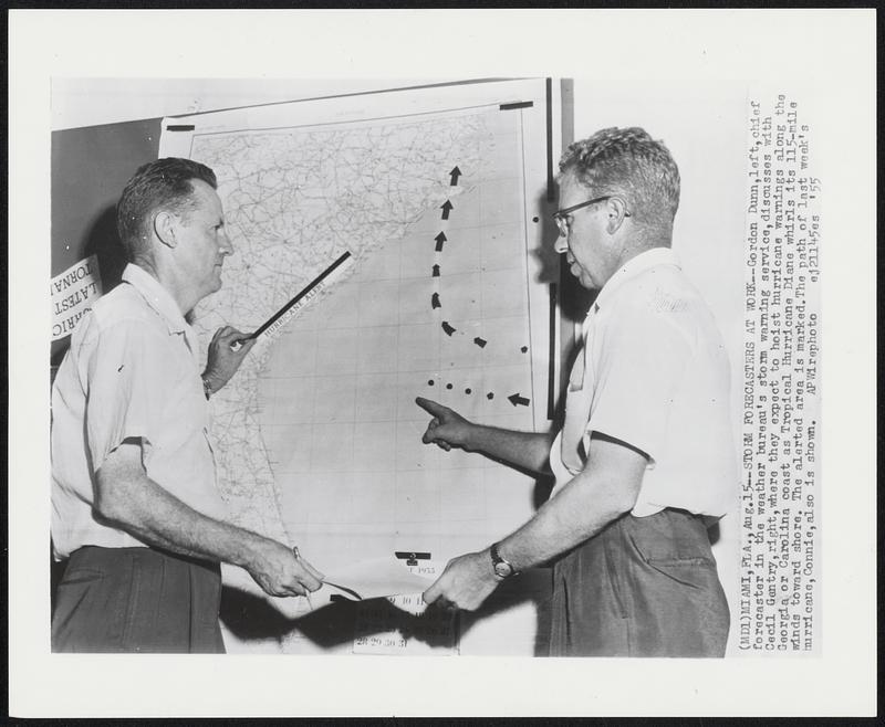 Storm Forecasters at Work -- Gordon Dunn, left, chief forecaster in the ...