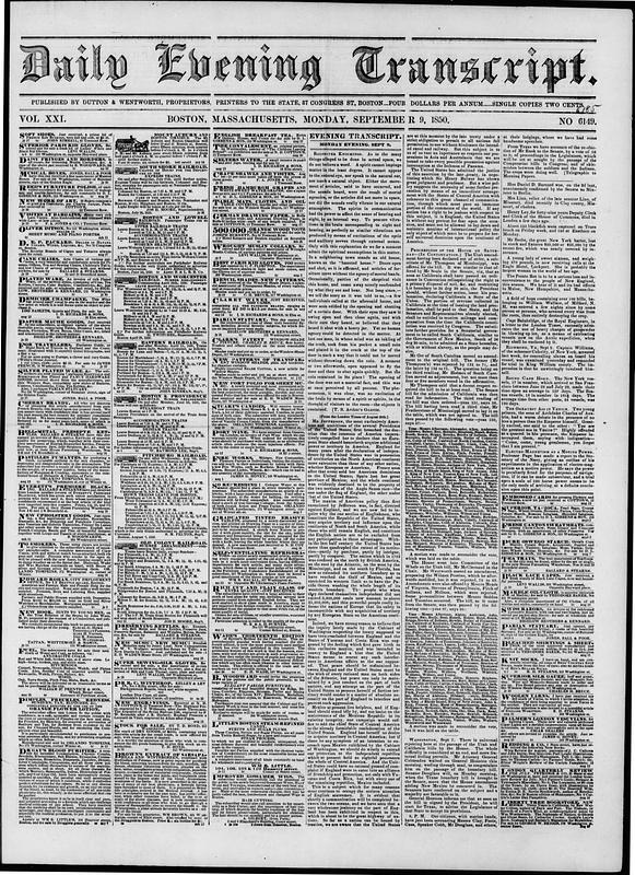 Daily Evening Transcript. September 09, 1850 - Digital Commonwealth
