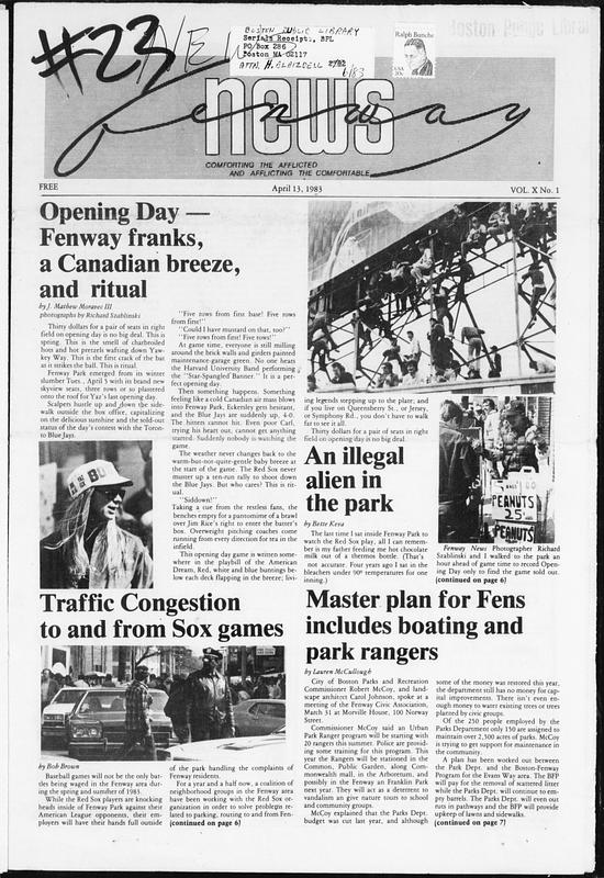 The Fenway News. April 13, 1983 - Digital Commonwealth