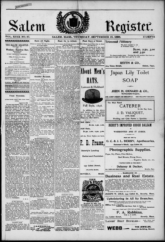 Salem Register. September 15, 1898 - Digital Commonwealth