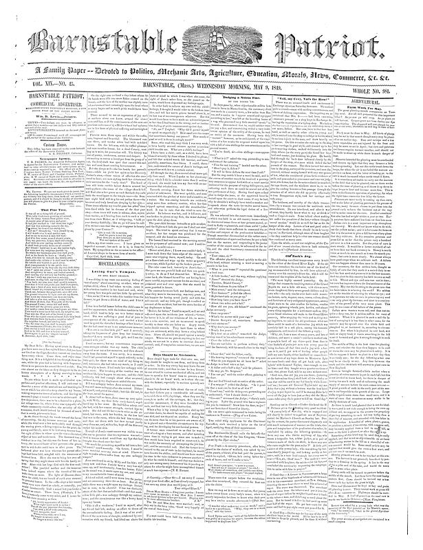 Barnstable Patriot. May 09, 1849 - Digital Commonwealth
