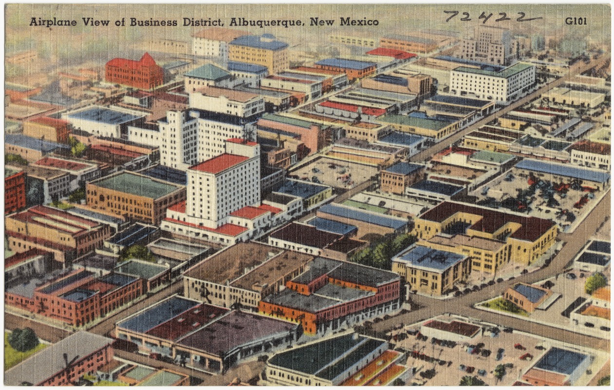 Airplane view of business district, Albuquerque, New Mexico - Digital ...