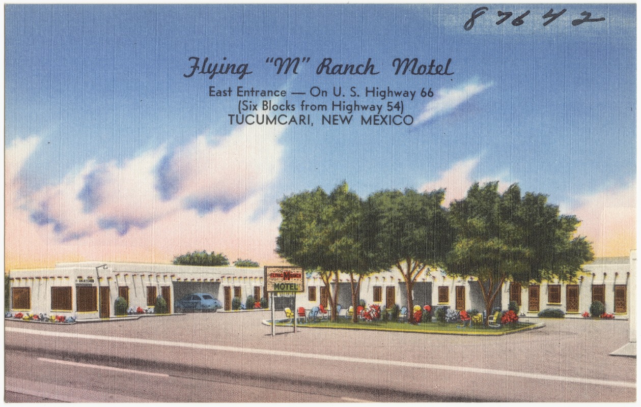 Flying "M" Ranch Motel, east entrance -- on U.S. Highway 66 (six blocks ...