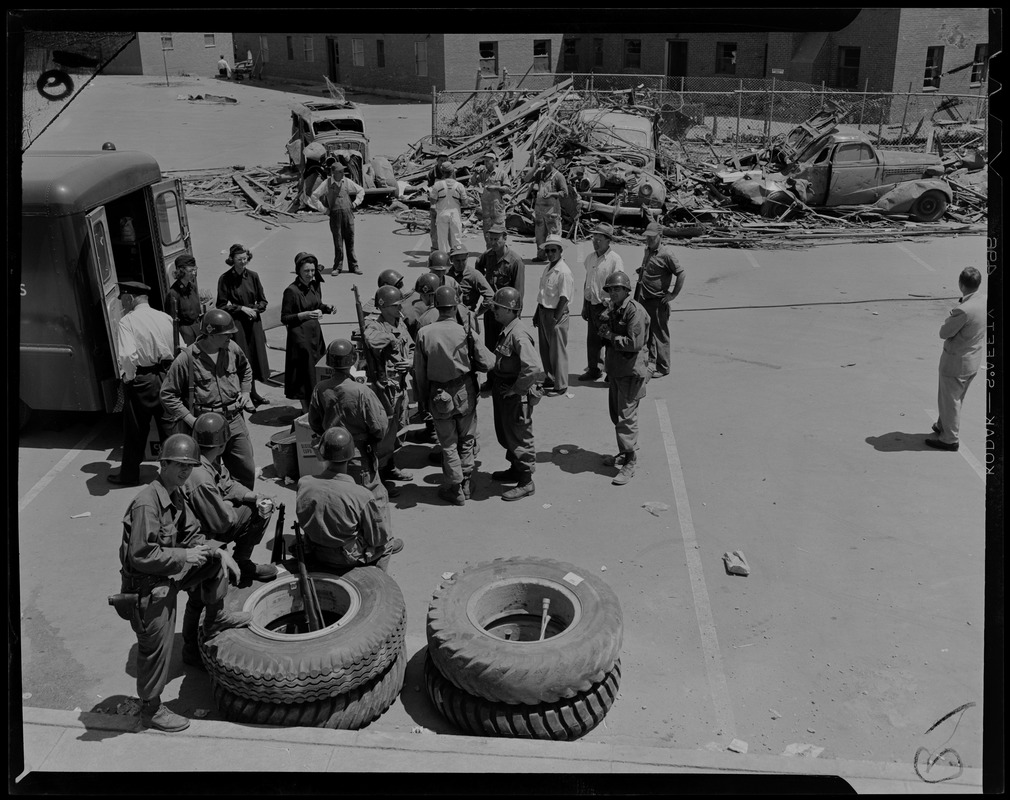 Military unit taking a break - Digital Commonwealth