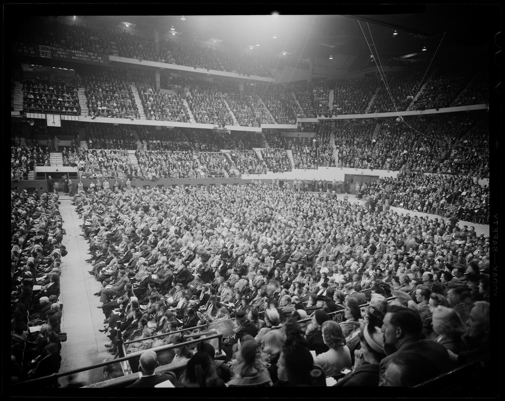 Crowd during revival service with Billy Graham - Digital Commonwealth