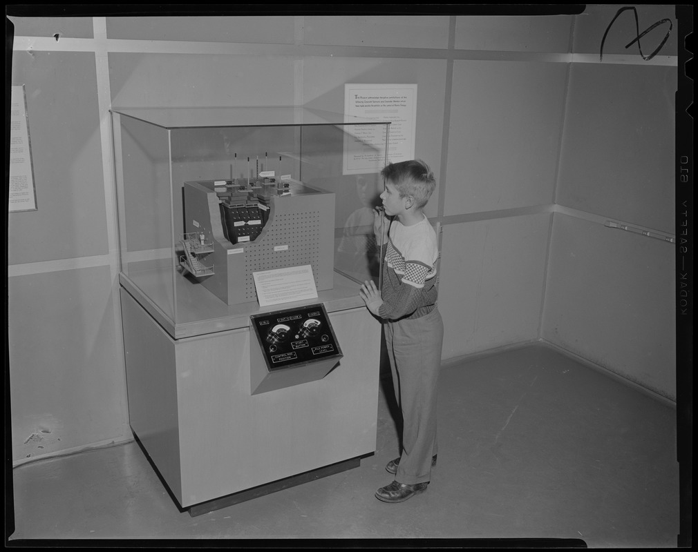 Paul Martin of Melrose at model of atomic pile at Museum of Science on ...