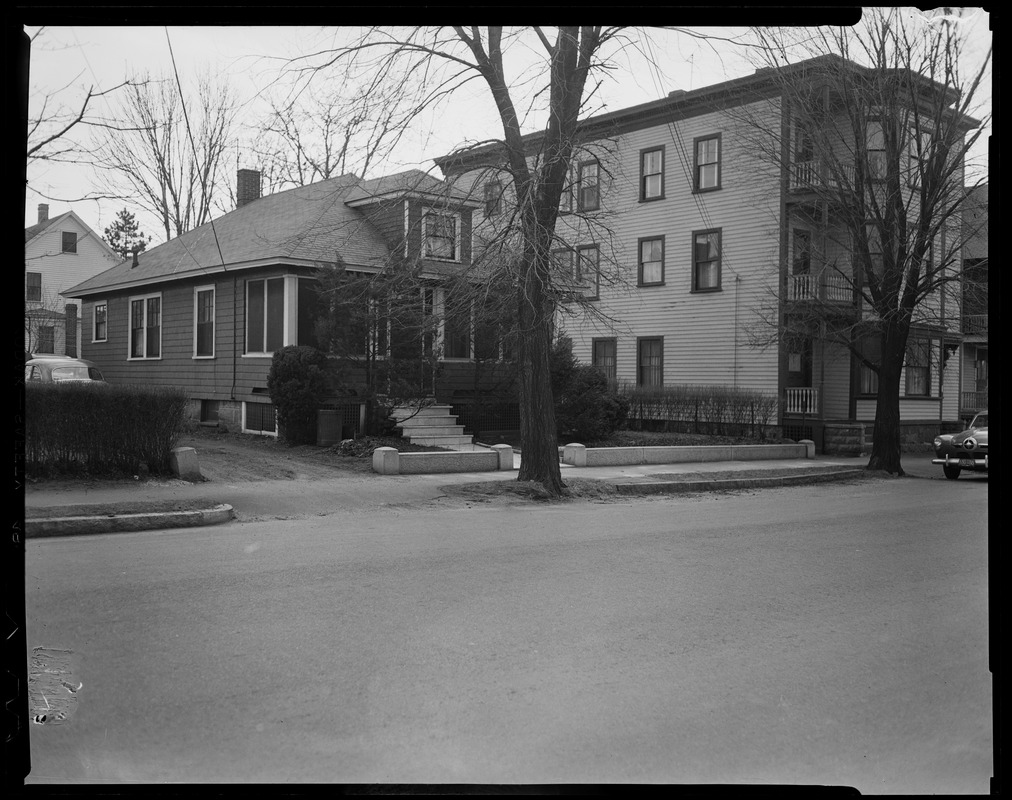 View of two buildings on street - Digital Commonwealth