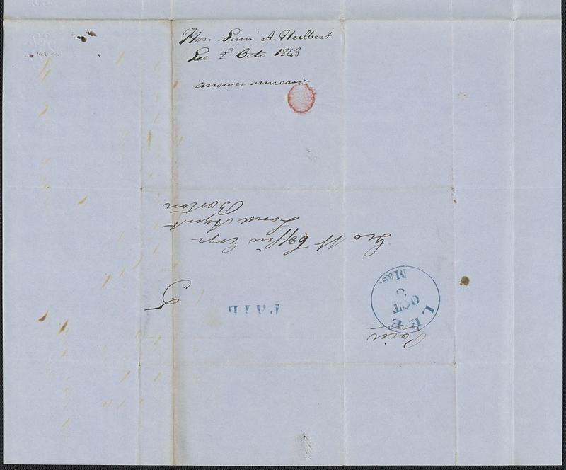 Samuel A. Hulbert to George Coffin, 2 October 1848 - Digital Commonwealth
