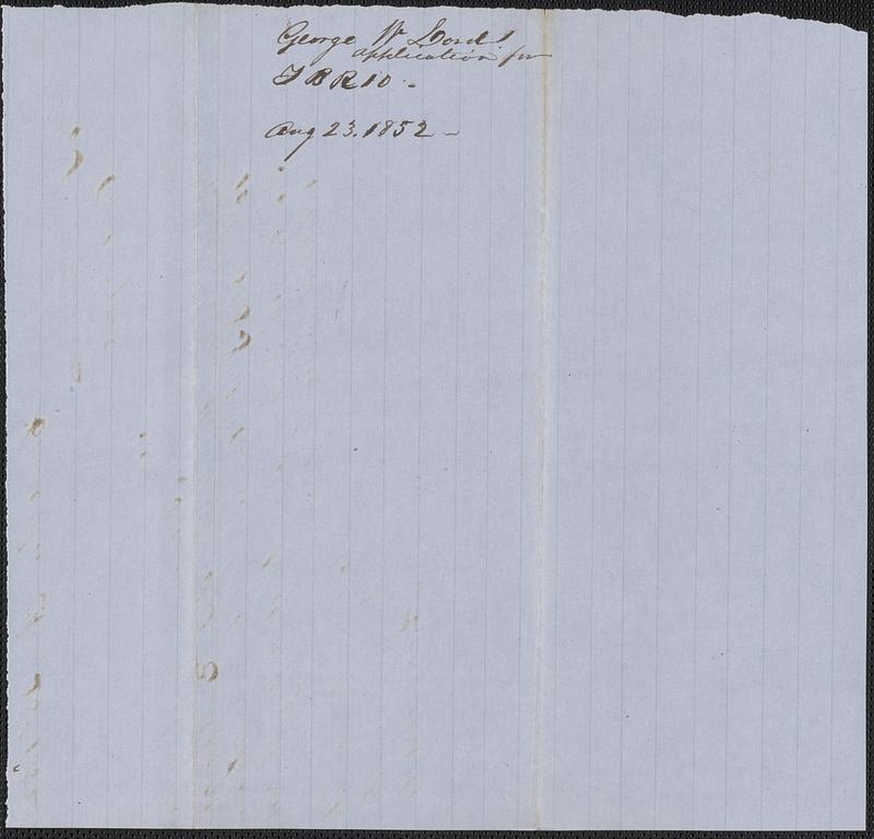 George W. Lord to Samuel Warner, 23 August 1852 - Digital Commonwealth