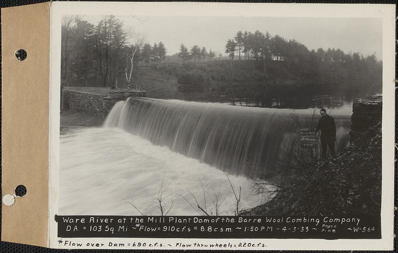 Ware River at the Mill Plant dam of the Barre Wool Combing Co ...