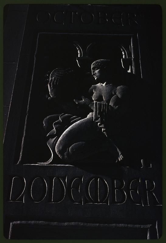 Relief sculpture panel representing month of November, Salmon Tower ...