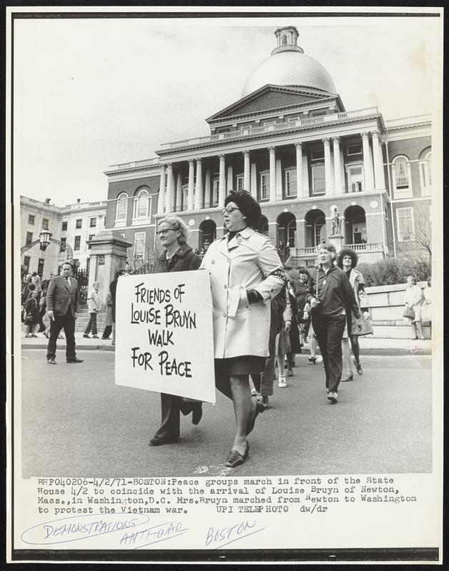 Peace groups march in front of the State House 4/2 to coincide with the ...