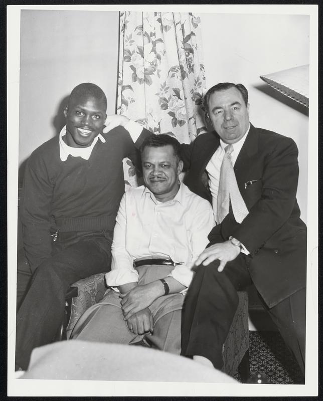Left to right. Johnny Saxton (welterweight champion) Benny Stamper ...