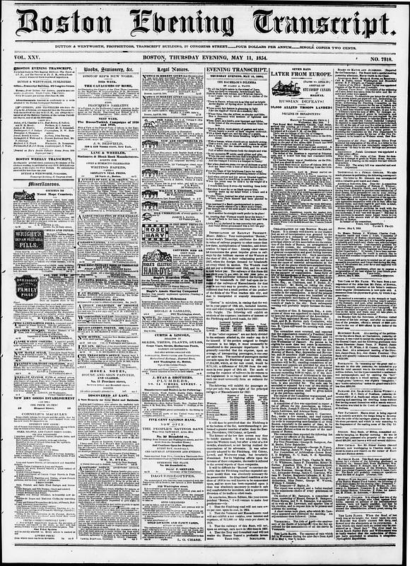 Boston Evening Transcript. May 11, 1854 - Digital Commonwealth