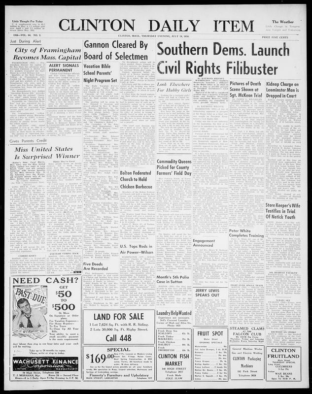 Clinton Daily Item. July 19, 1956 - Digital Commonwealth
