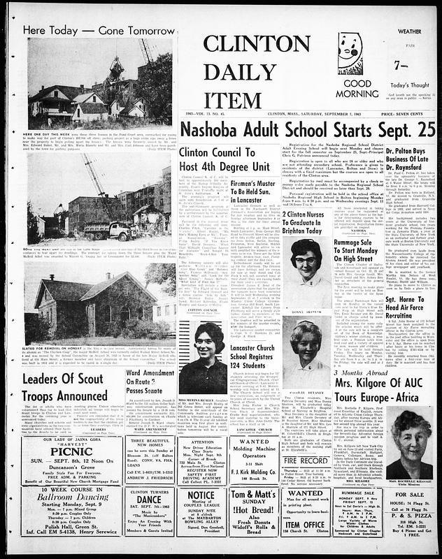 Clinton Daily Item. September 07, 1963 - Digital Commonwealth