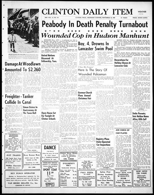 Clinton Daily Item. November 14, 1963 - Digital Commonwealth