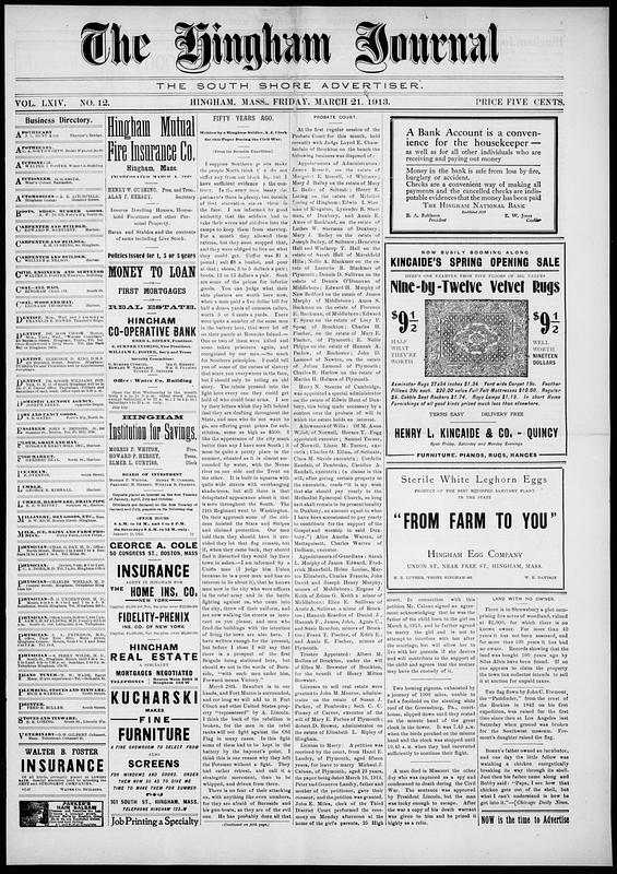 Hingham Journal. March 21, 1913 - Digital Commonwealth