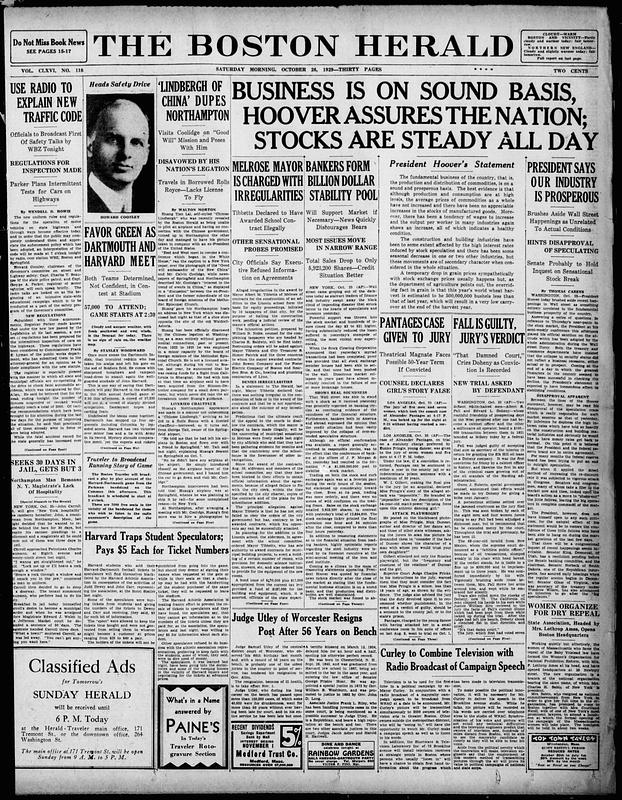 Boston Herald. October 26, 1929 - Digital Commonwealth