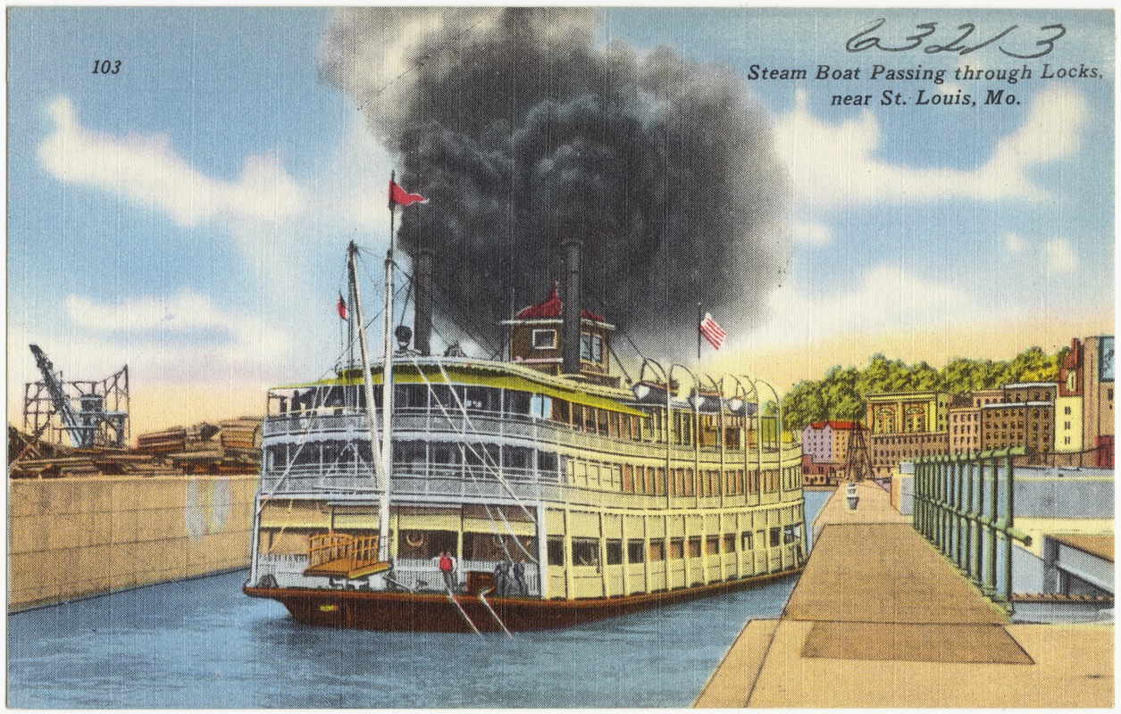 Steam boat passing through Locks, near St. Louis, Mo. - Digital ...