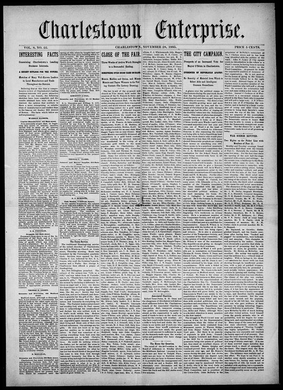 Charlestown Enterprise, November 28, 1885 - Digital Commonwealth