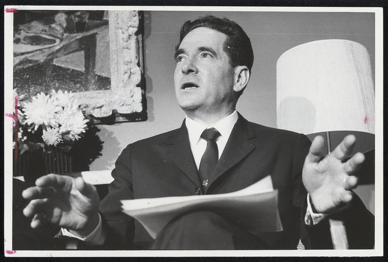 President-Elect Morris B. Abram of Brandeis University gestures at ...