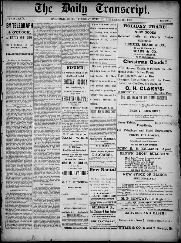 The Daily Transcript. December 28, 1889 - Digital Commonwealth
