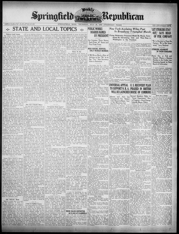 Springfield Weekly Republican. July 27, 1933 - Digital Commonwealth
