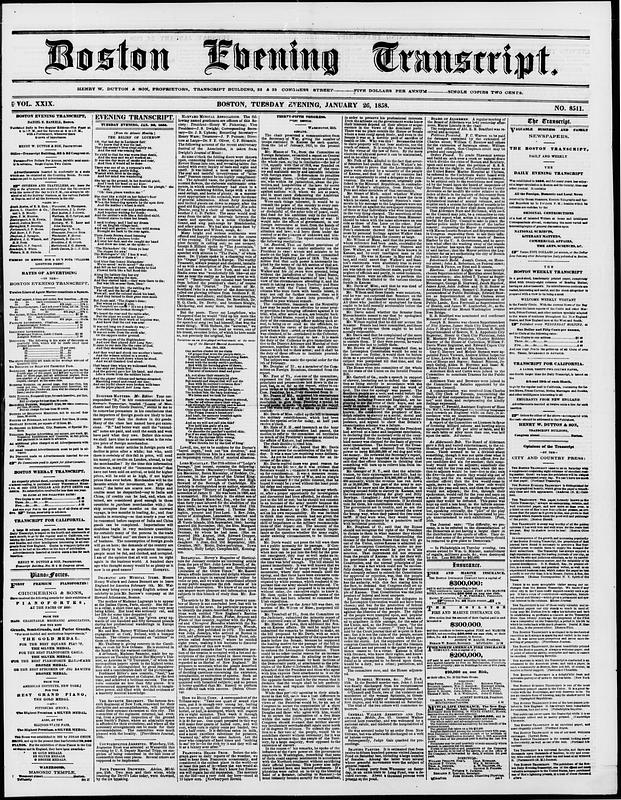 Boston Evening Transcript. January 26, 1858 - Digital Commonwealth