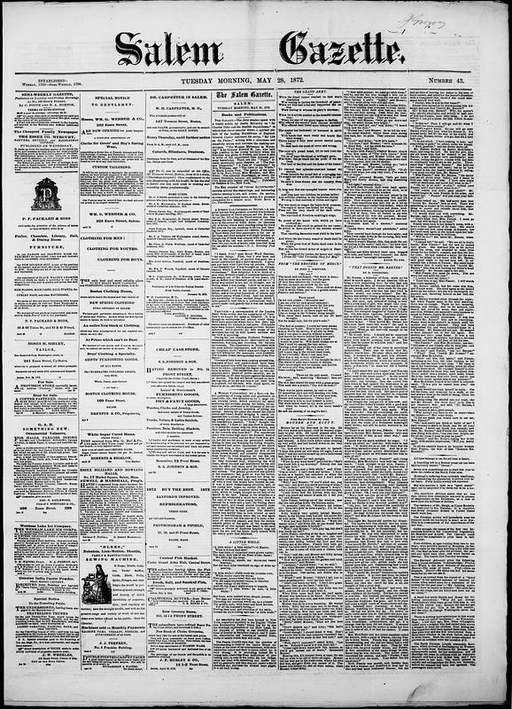 The Salem Gazette. May 28, 1872 - Digital Commonwealth