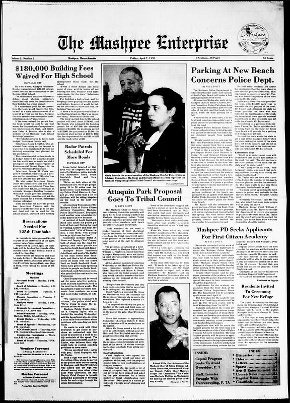 The Mashpee Enterprise. April 07, 1995 - Digital Commonwealth