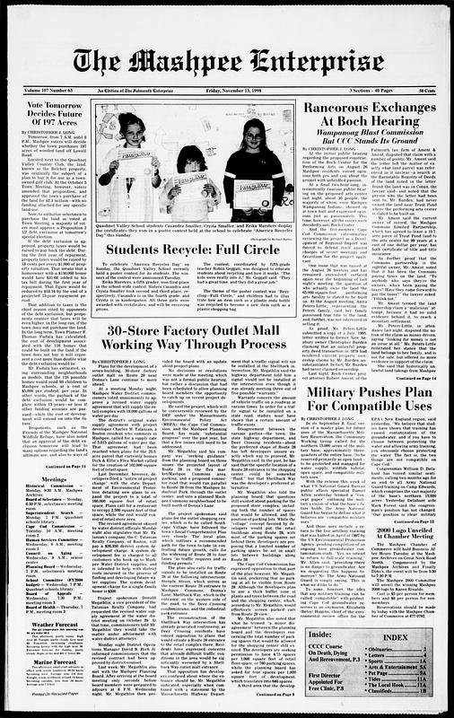The Mashpee Enterprise. November 13, 1998 - Digital Commonwealth