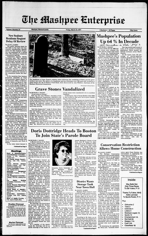 The Mashpee Enterprise. March 23, 2001 - Digital Commonwealth