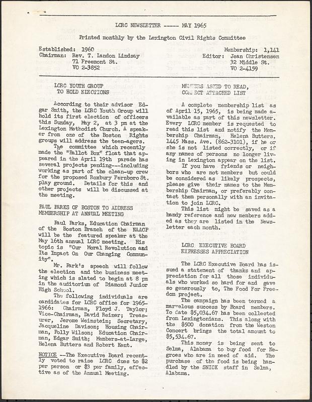 LCRC May 1965 Newsletter - Digital Commonwealth