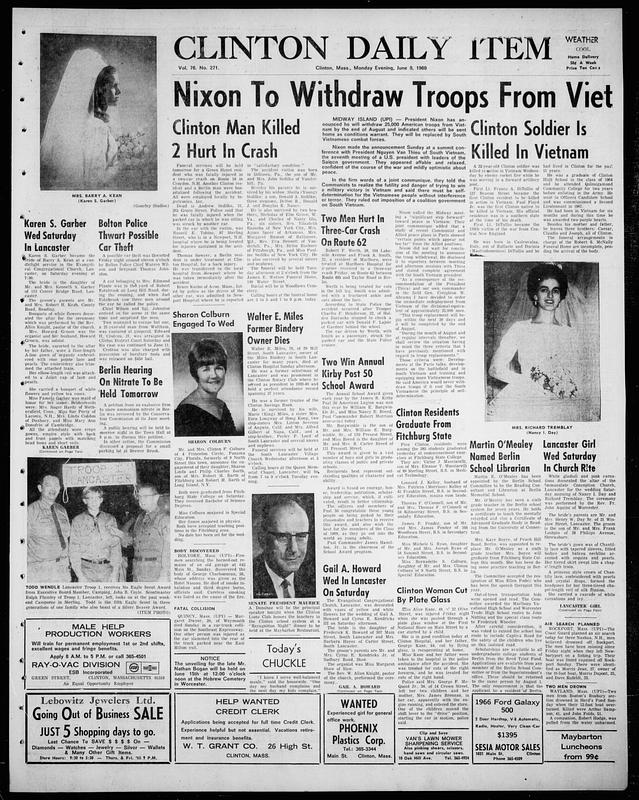 Clinton Daily Item. June 09, 1969 - Digital Commonwealth