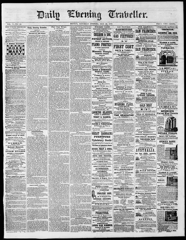 Daily Evening Traveller. May 20, 1854 - Digital Commonwealth